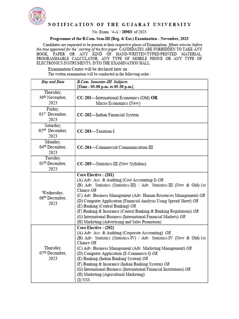 BCom Sem-III (Reg & Ext) Dt. 30-11-2023 | PDF | Banks | Economies