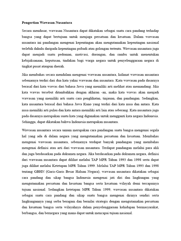 Pengertian Dan Kedudukan Serta Fungsi Dari Wawasan Nusantara | PDF