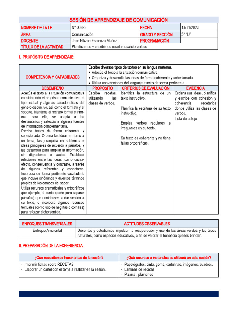 6° Sesion de Aprendizaje Comunicación Planificamos y Escribimos ... 6° Sesion de Aprendizaje Comunicación Planificamos y Escribimos ...
