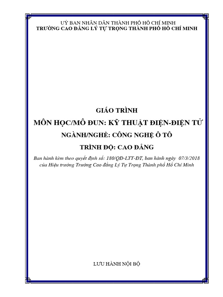 Giao Trinh Ky Thuat Dien Dien Tu CD | PDF