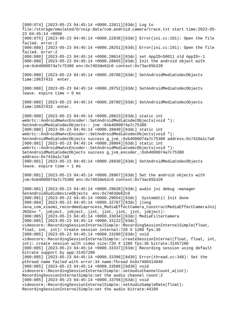 Android Camera Debug Log | PDF | Computing | Computer Engineering