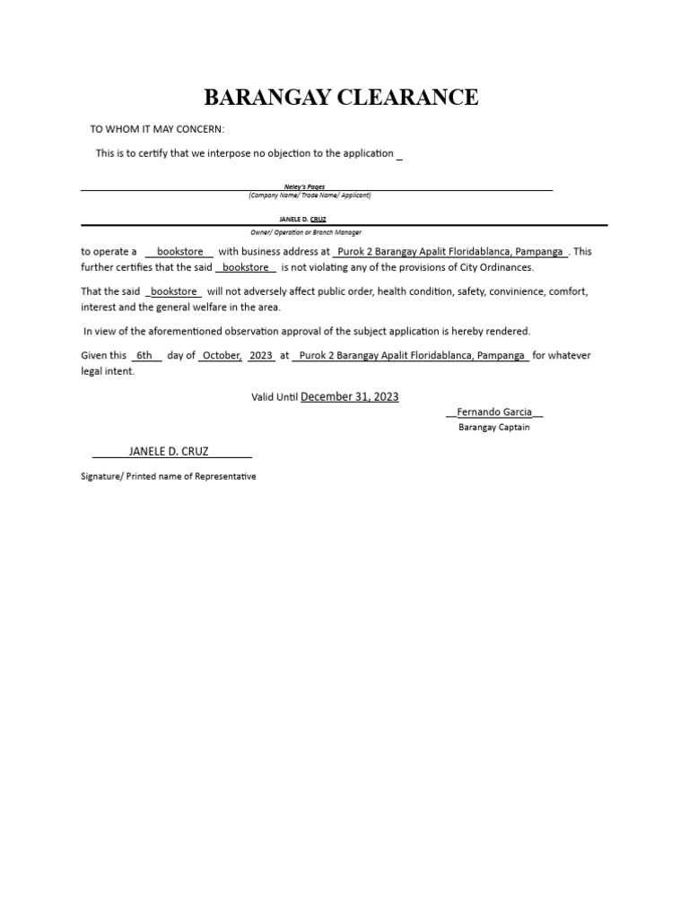 Barangay Clearance Format | PDF | Justice | Crime & Violence