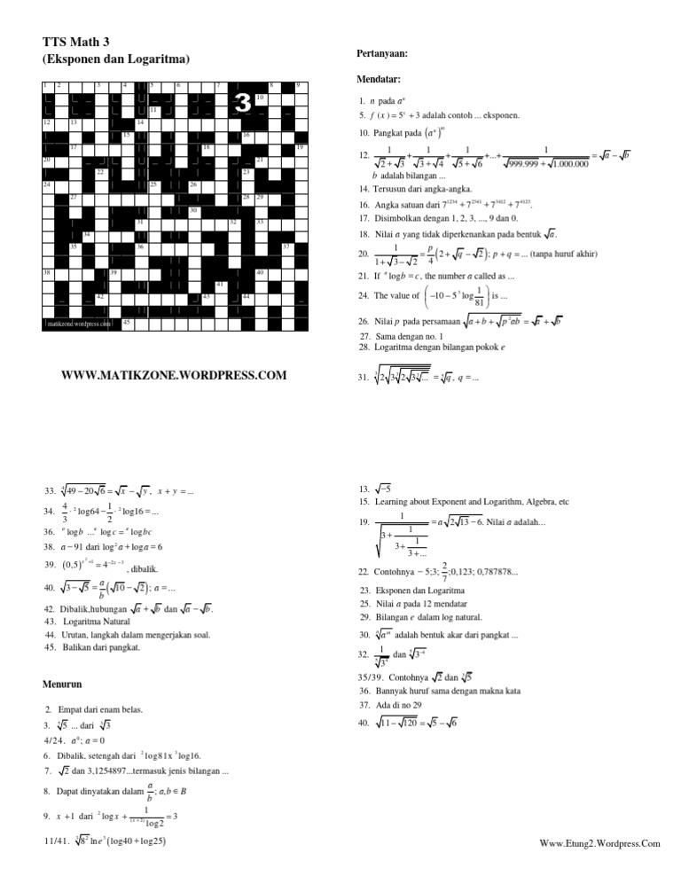 Tts Math Ed 3 Eksponen Dan Logaritma | PDF