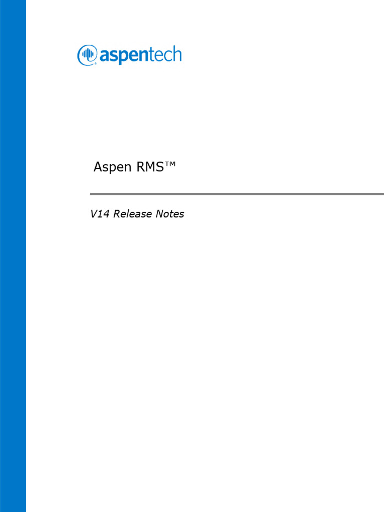 Aspen RMSV14 Release Notes | PDF | Databases | Microsoft Windows