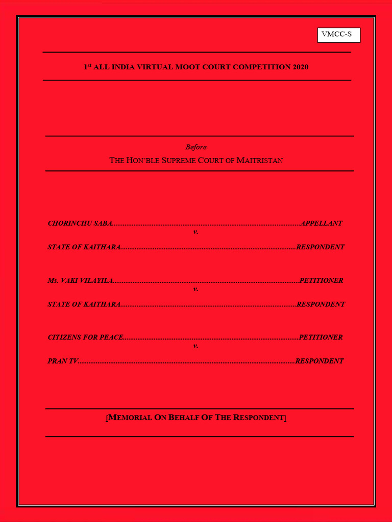 Memorial of The Respondent | PDF | Hate Speech | Freedom Of Speech