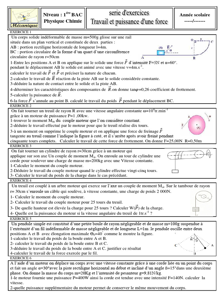 Exercice Travail Et Puissance D'une Force-3 | PDF | Pendule (physique ...