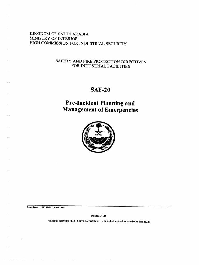SAF-20 Per-Incident Planning and Management of Emergencies | PDF