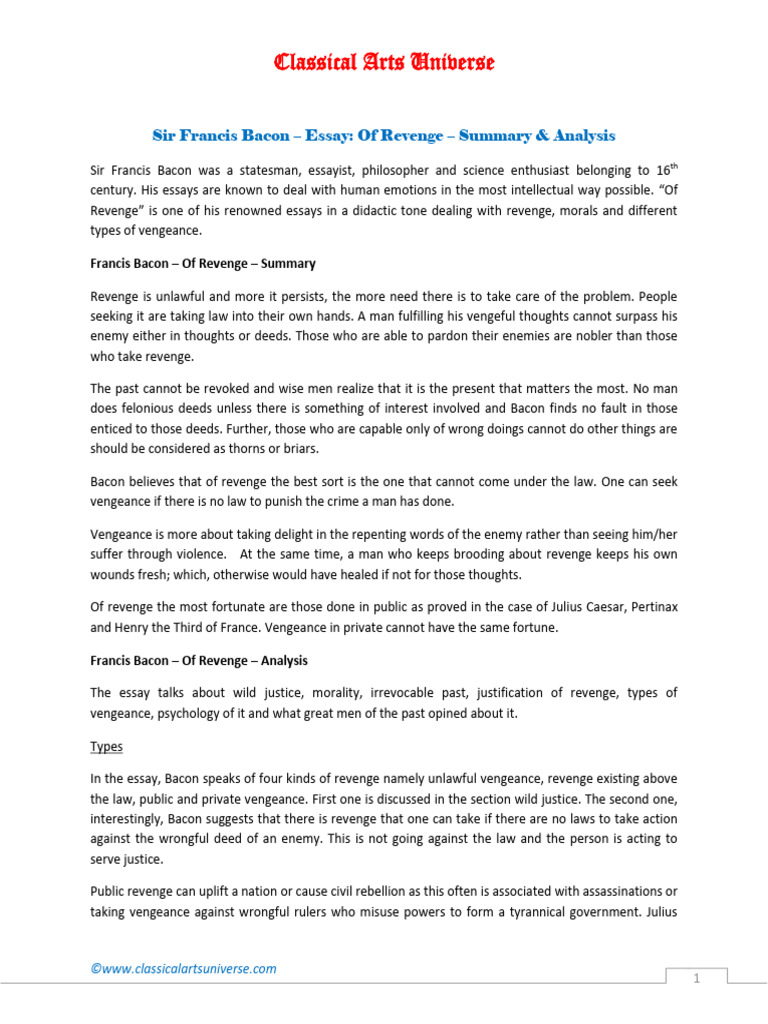 Francis Bacon Revenge Download PDF | PDF | Revenge | Francis Bacon