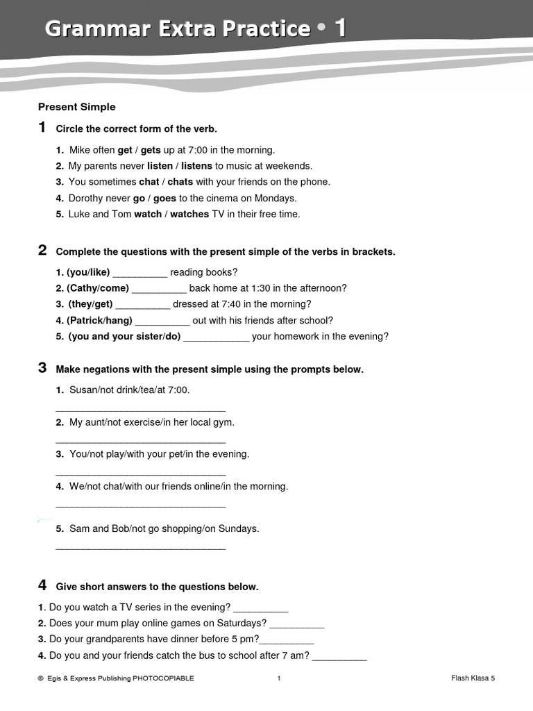 1 Flash5 Grammar Extra Practice 1 | PDF | Languages | Foreign Language Studies