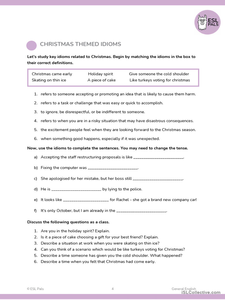 Fce Christmas B2 C2 Esl Lesson Plan By Esl Pals Pdf Christmas