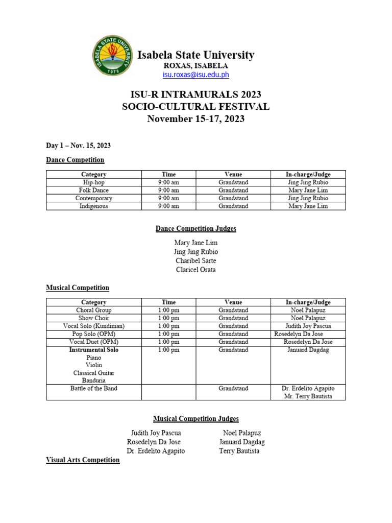 Socio-Cultural-Festival Criteria | PDF | The Arts | Entertainment