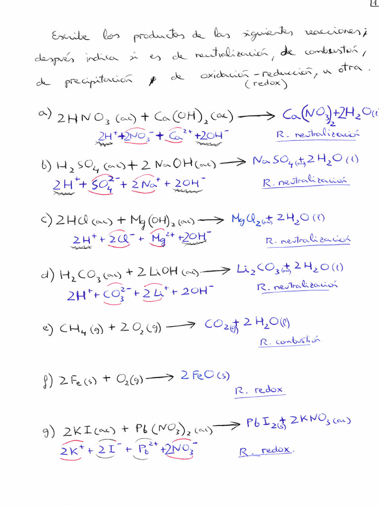 JD - Sol Ejerc Productos Reacciones | PDF | Teaching Methods & Materials | Science & Mathematics