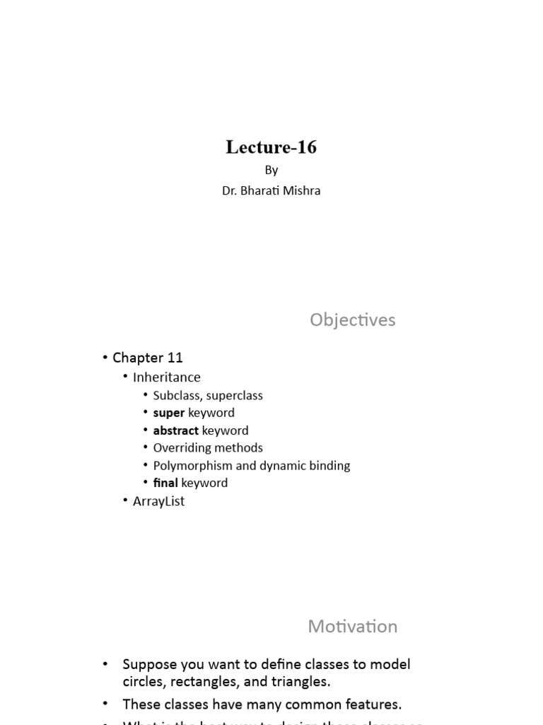 Lecture 20 21 22 Inheritance And Polymorphism Pdf Inheritance Object Oriented Programming 