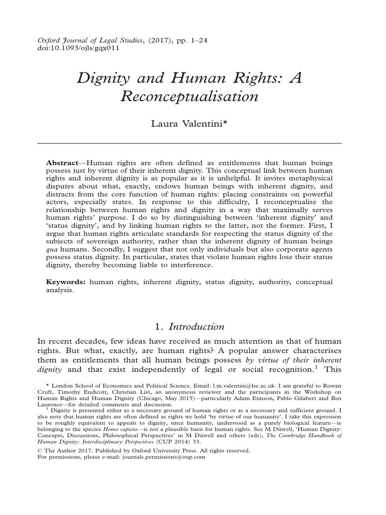 Dignity and Human Rights - A Reconceptualisation - Valentini Article ...