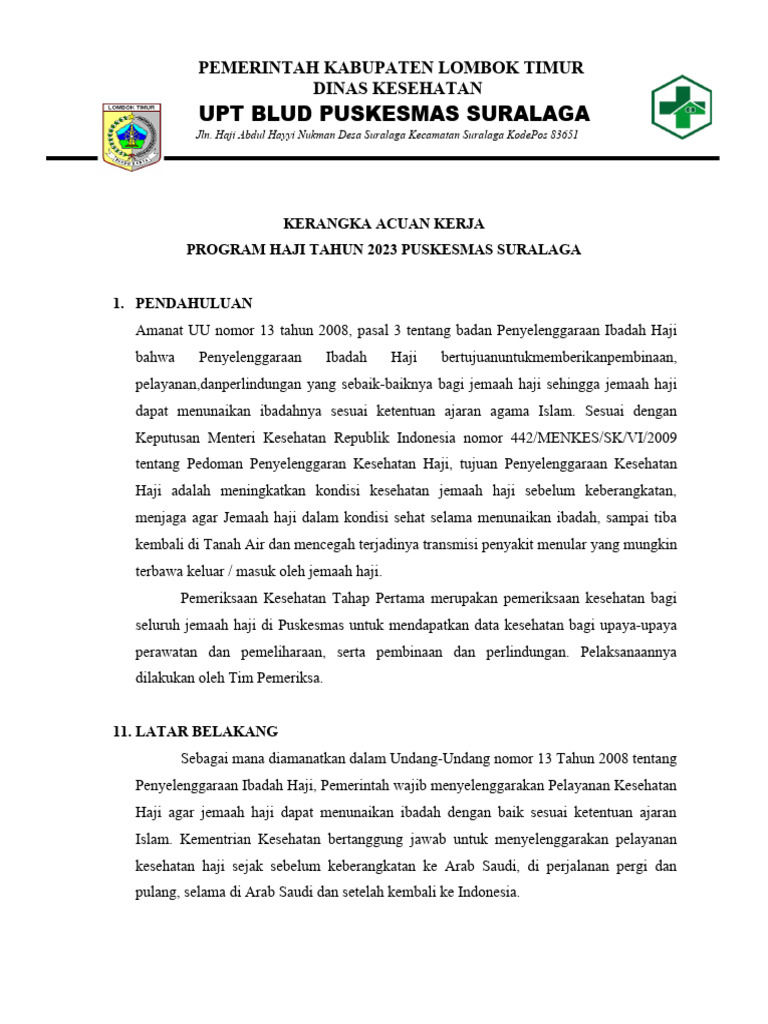 KAK Program Haji | PDF | Pengembangan Diri | Kesehatan Holistik