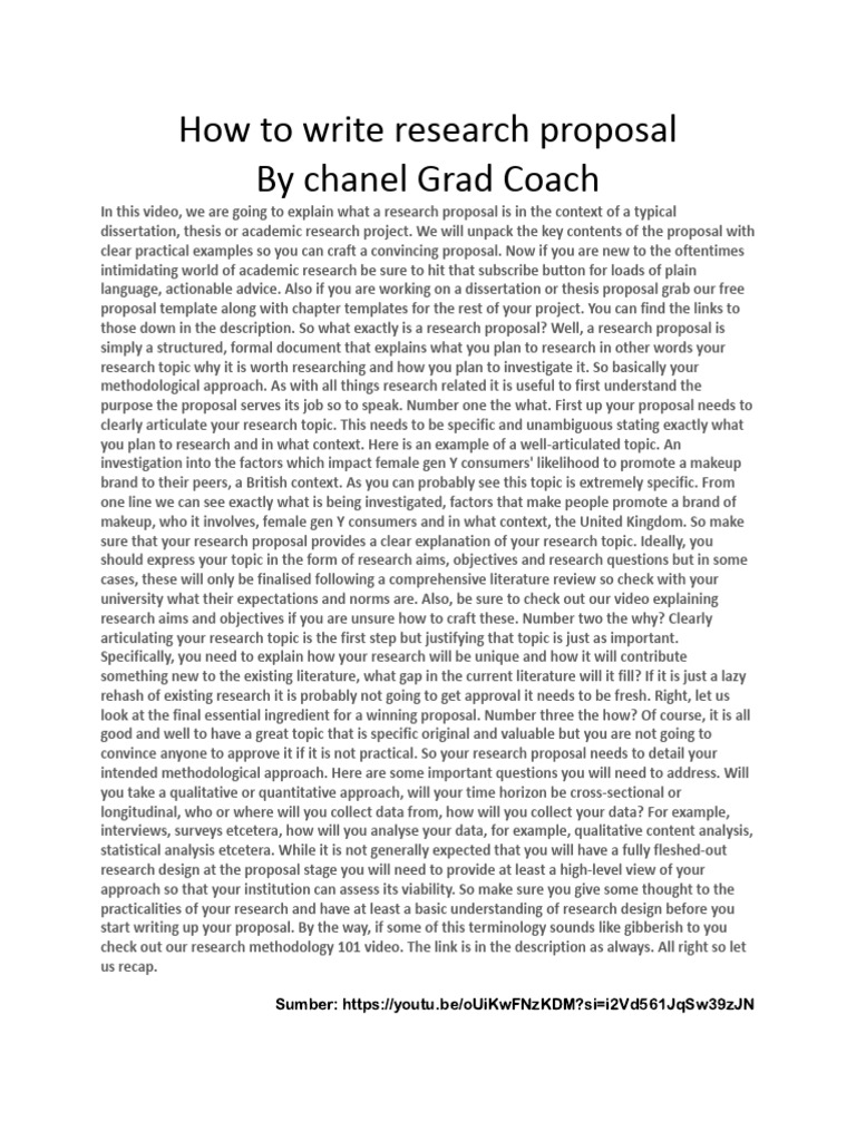 How To Write Research Proposal by Chanel Grad Coach: Sumber: Https ...