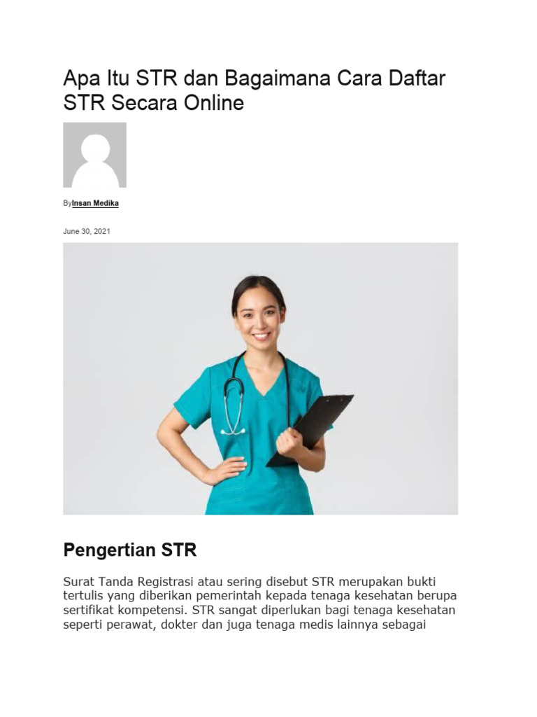 Apa Itu STR Dan Bagaimana Cara Daftar STR Secara Online | PDF