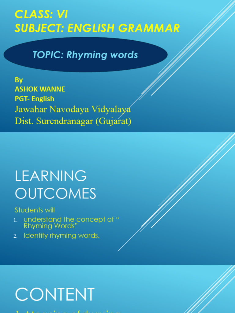 Rhyming Words | PDF