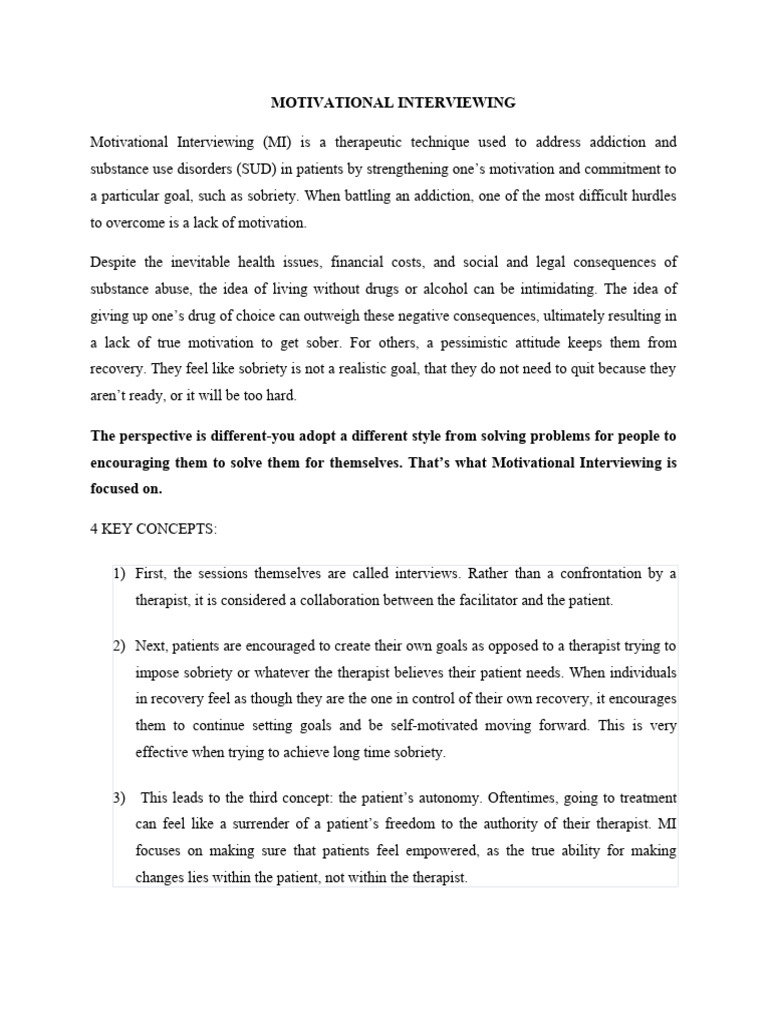 Motivational Interviewing | PDF | Psychotherapy | Motivation