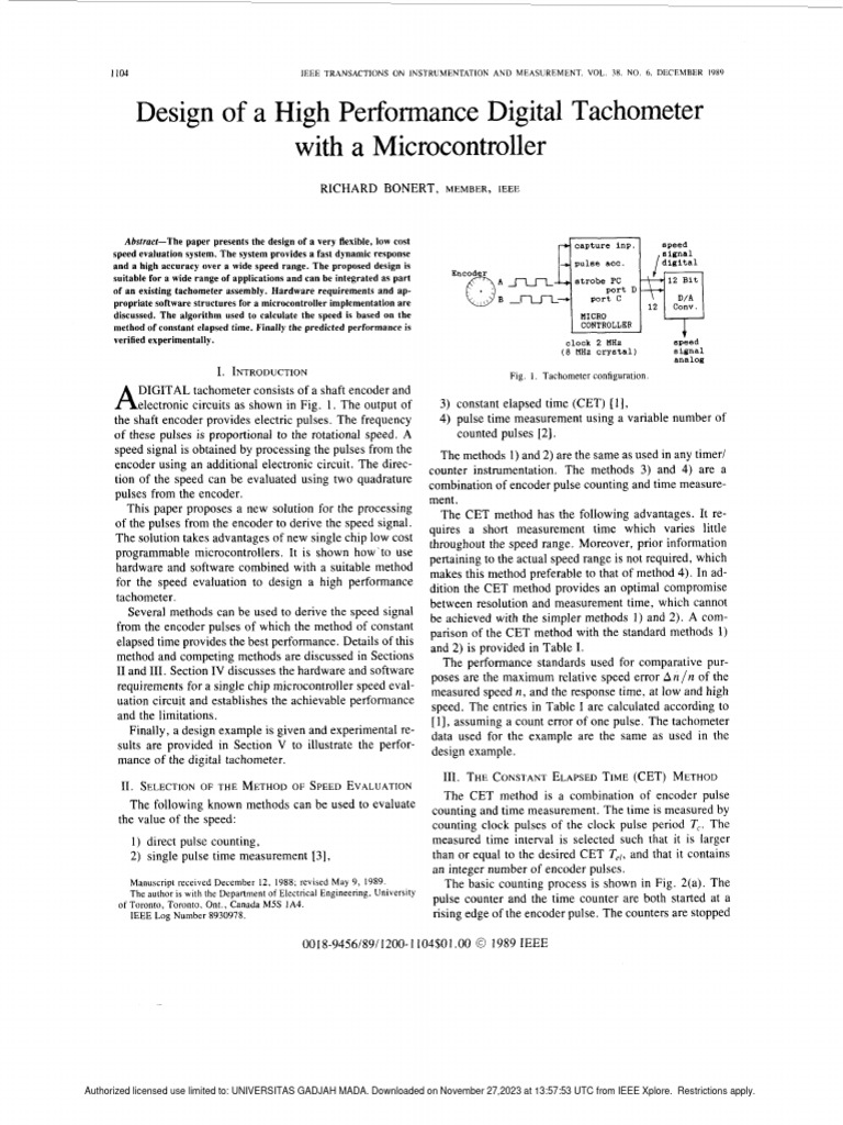 Design of A High Performance Digital Tachometer With A Microcontroller | PDF | Microcontroller ...