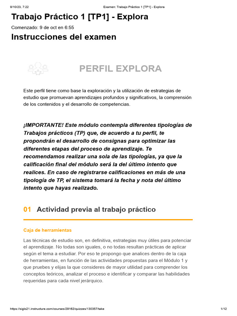 Examen - Trabajo Práctico 1 (TP1) - Explora 100 | PDF | Responsabilidad social corporativa ...