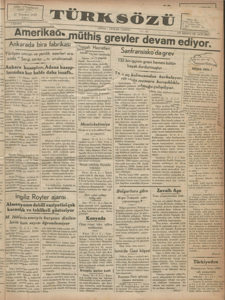Turk Sozu - 1934 - Temmuz - 17 | PDF