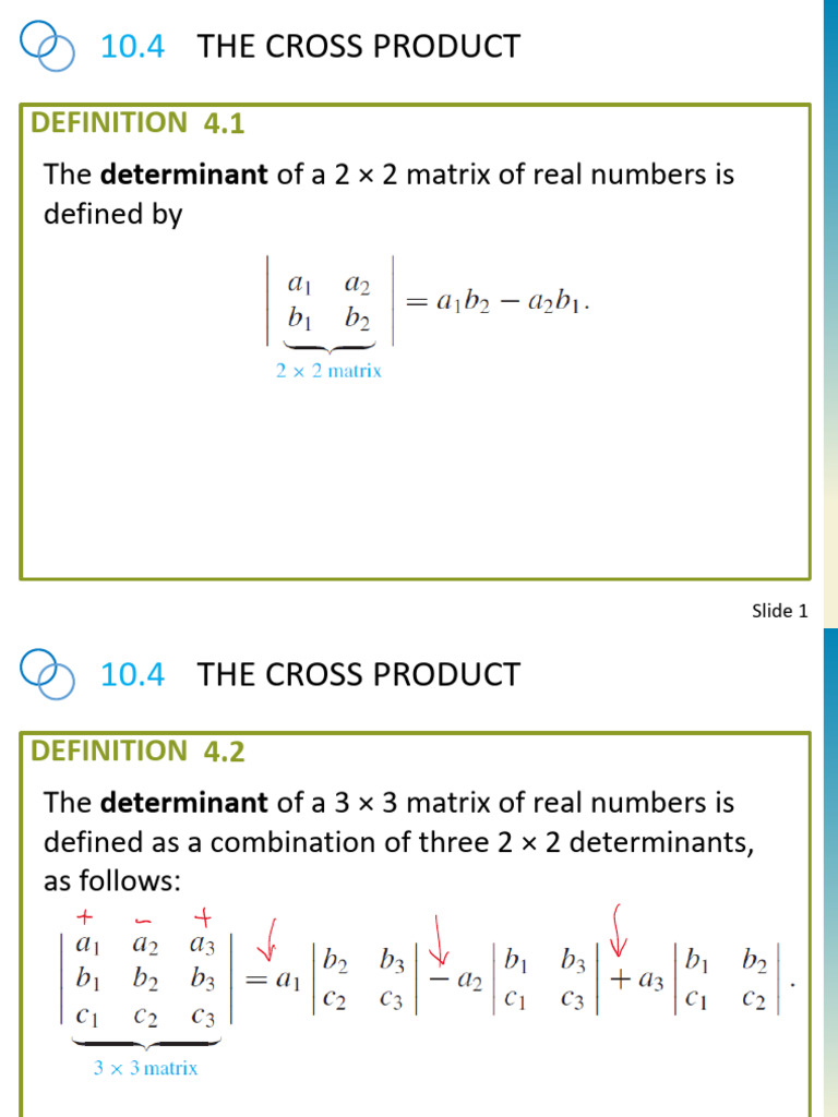 10.4 The Cross Product | PDF | Determinant | Euclidean Vector