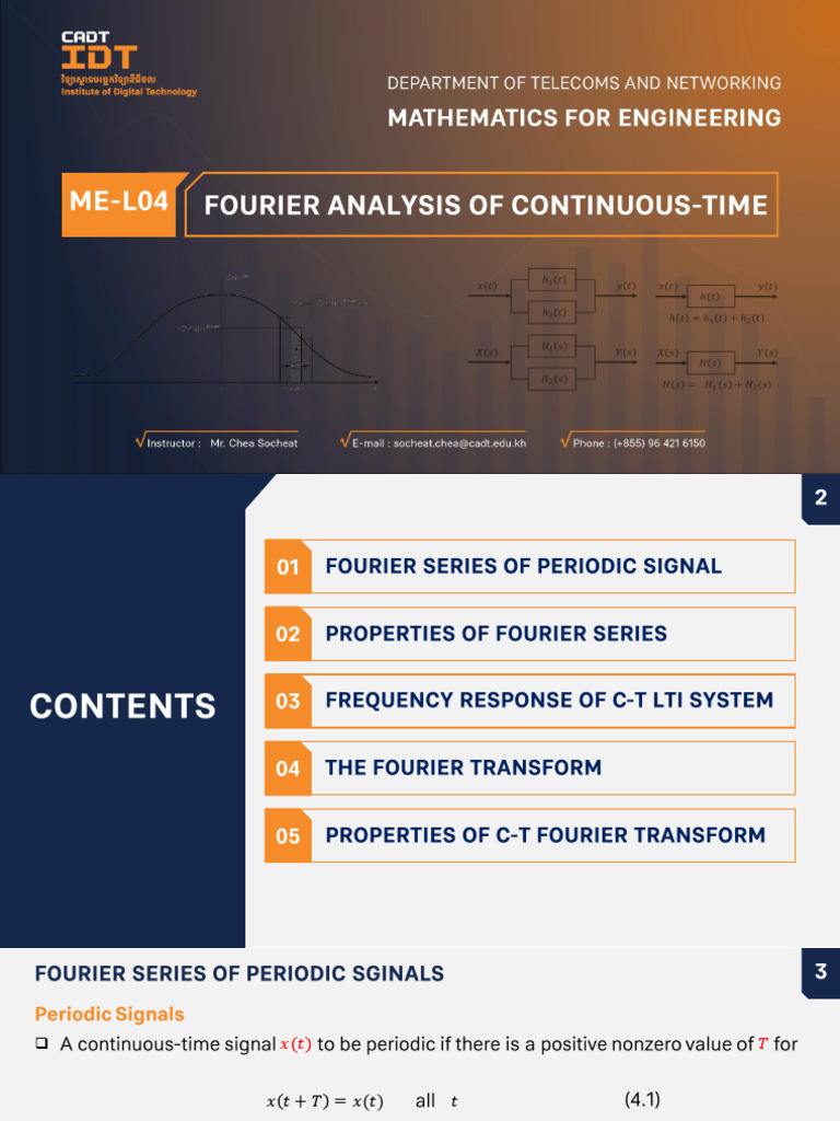 ME L04 Fourier Analysis of Continuous Time Signals and Systems | PDF ...