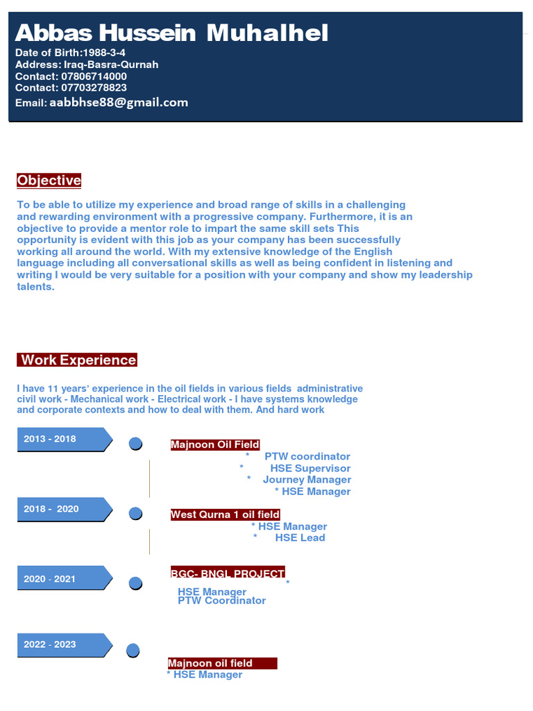 Abbas Hussein CV | Download Free PDF | Safety | Firefighter