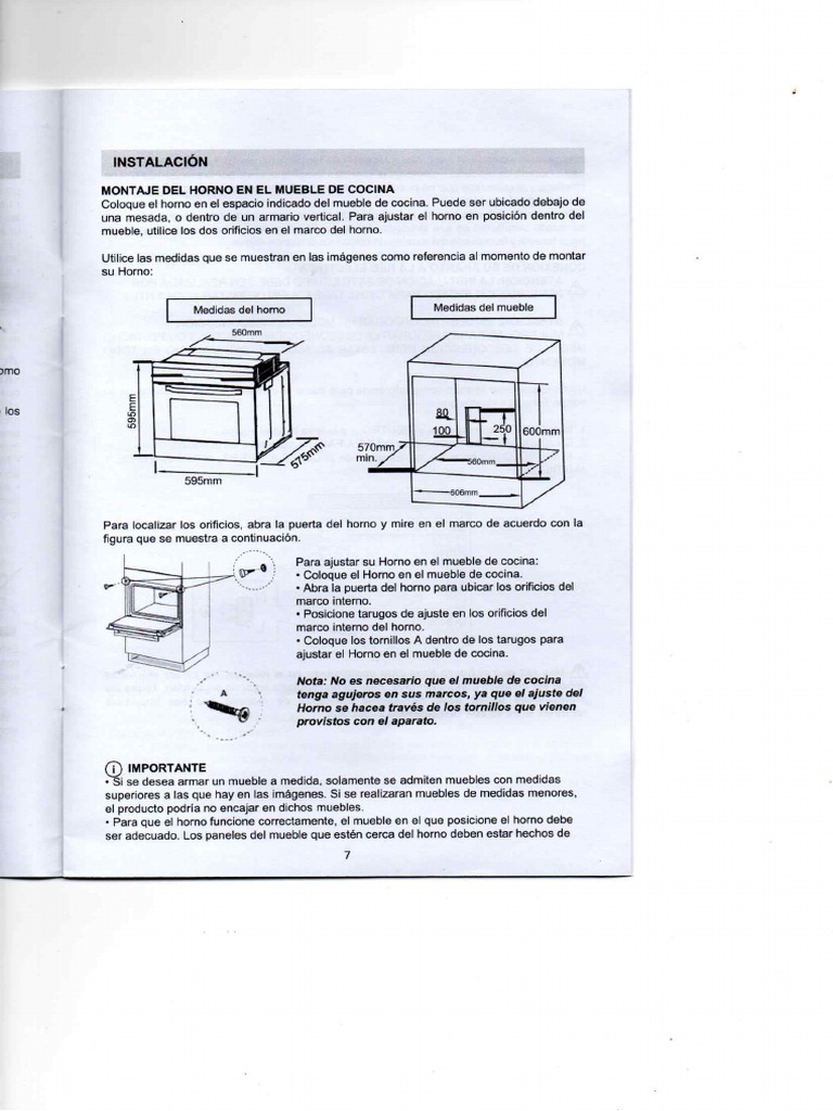 Manual Instalación Horno Empotrable ATMA | PDF