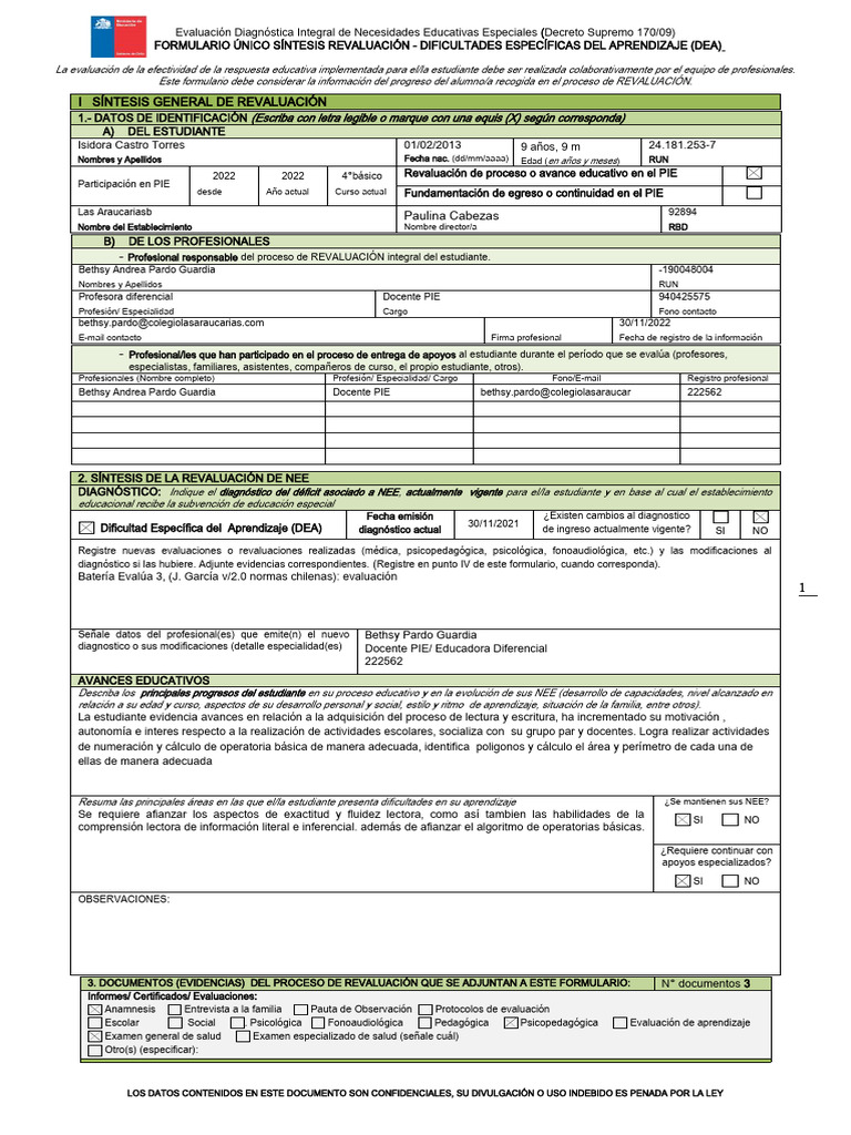 Fur 2022 Isidora Castro | PDF | Aprendizaje | Evaluación