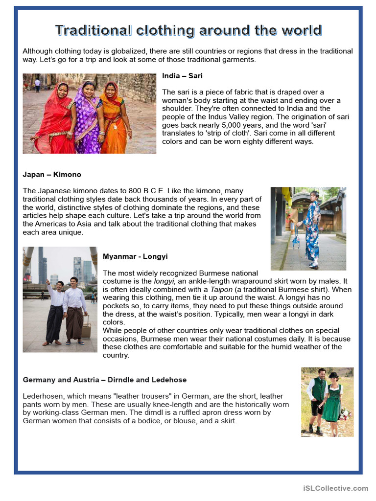 Traditional Clothing Around the World | PDF | Clothing | Skirt