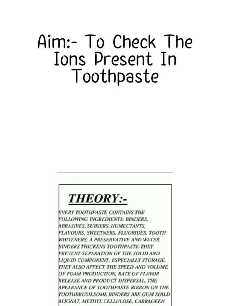 Toothpaste Ion Analysis | PDF