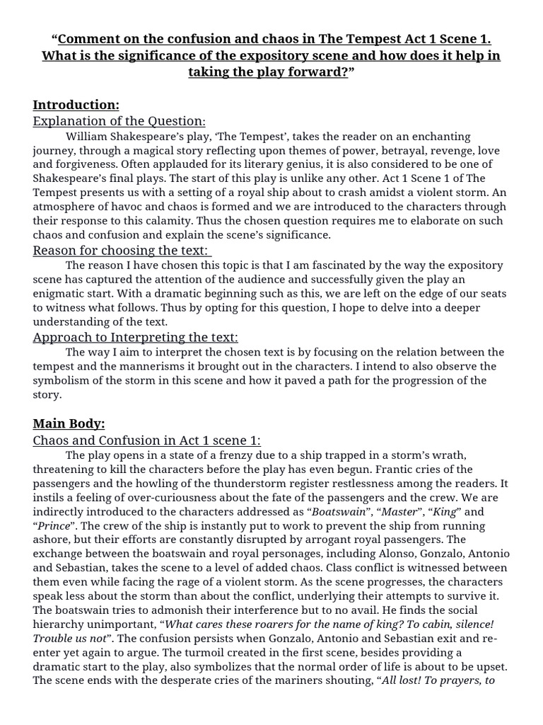 Analysis of Shakespeare's The Tempest | PDF | The Tempest