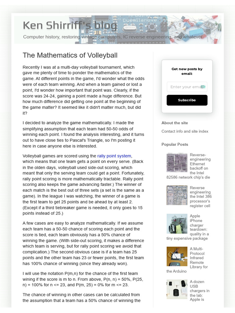 Volleyball Game Math Analysis | PDF | Summation | Function (Mathematics)