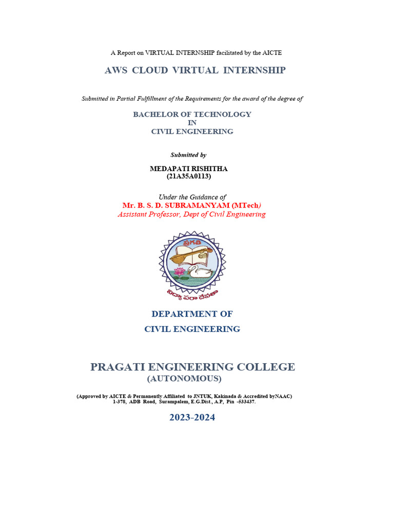 Internship Report Rishitha Medapatiiiiiiii | PDF | Cloud Computing | Amazon Web Services