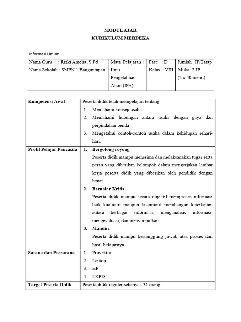 Modul Ajar Usaha | PDF