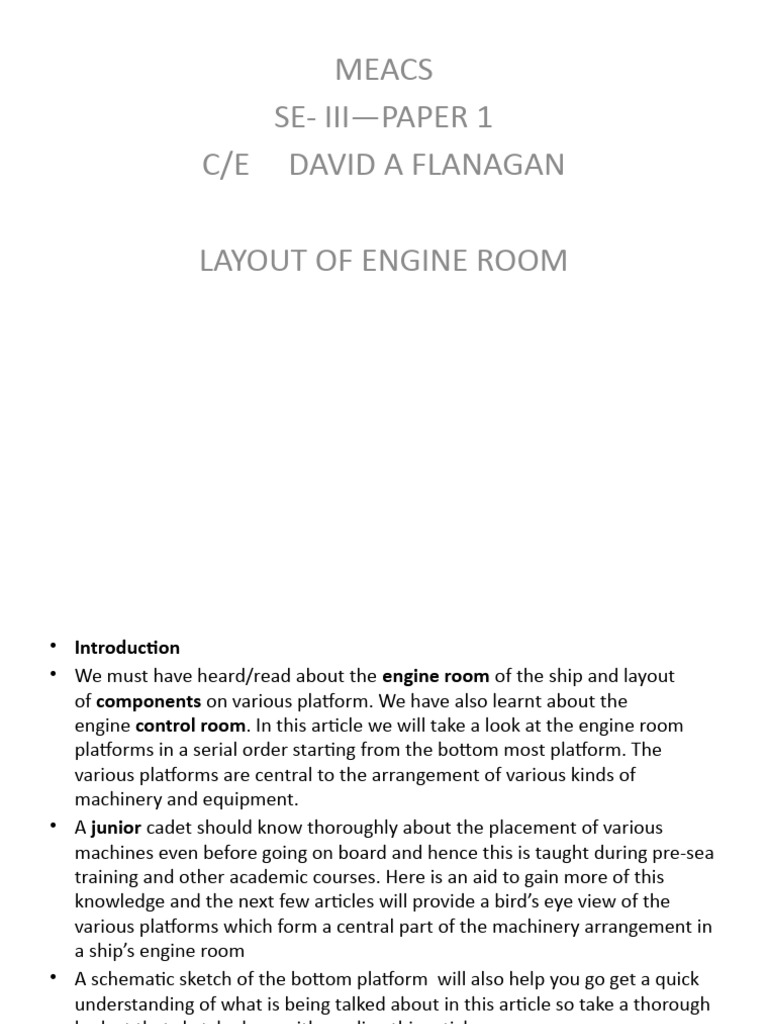 Ship Engine Room Layout Guide | PDF | Marine Propulsion | Ships