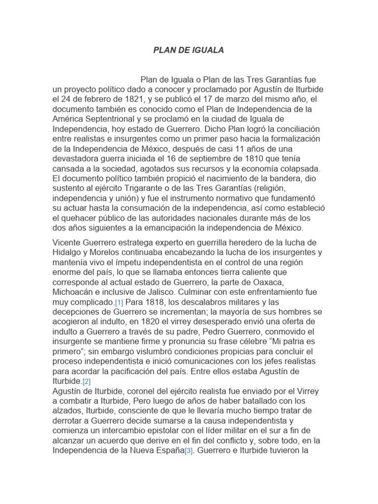 Plan de Iguala | PDF | México | Nación