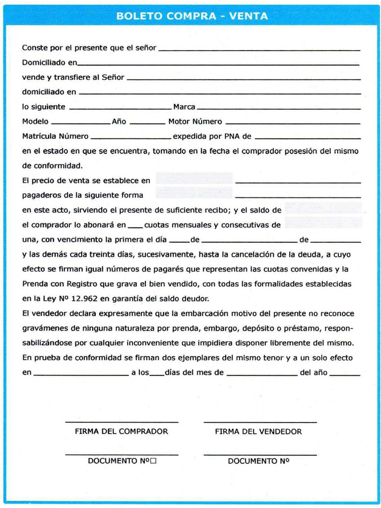 Boleto de Compra y Venta | PDF