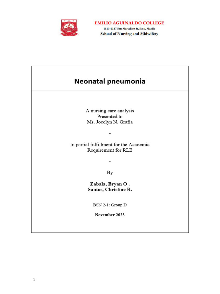 Case Study Neonatal Pneumonia | PDF | Pneumonia | Breathing