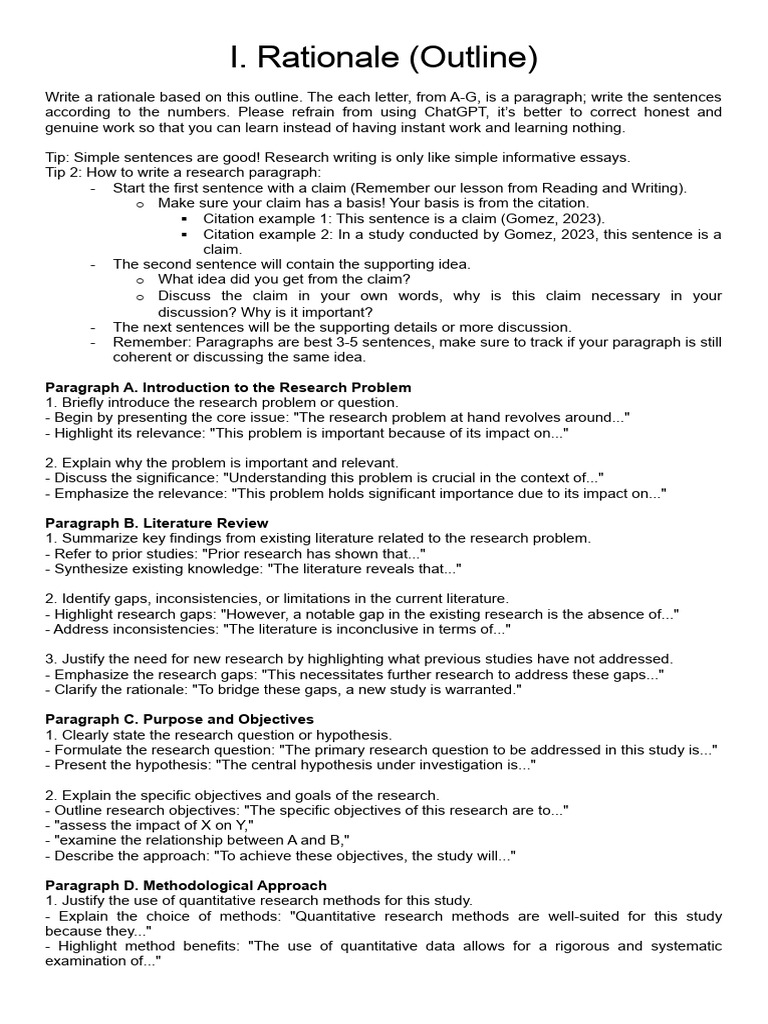 Rationale Outline | PDF | Quantitative Research | Statistics