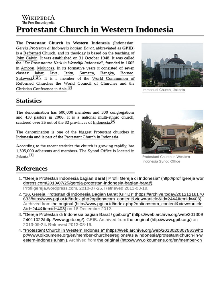 Protestant Church in Western Indonesia | PDF | Protestantism ...