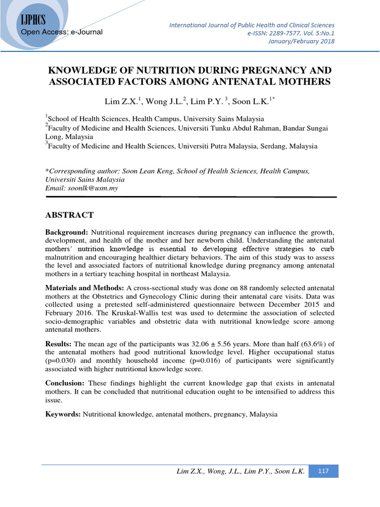 Nutritional Knowledge in Pregnant Mothers | PDF | Pregnancy | Prenatal ...