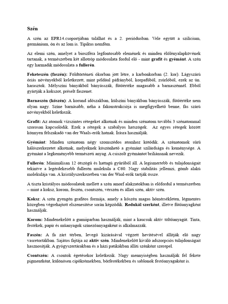 Szén - Kémia | PDF