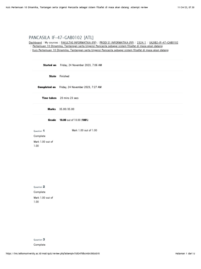 Kuis Pertemuan 10 Dinamika, Tantangan Serta Urgensi Pancasila Sebagai Sistem Filsafat Di Masa ...