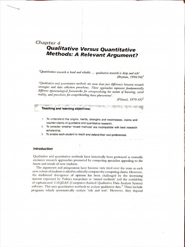 Quantitative Vs Qualitative Approach Ch4 | PDF