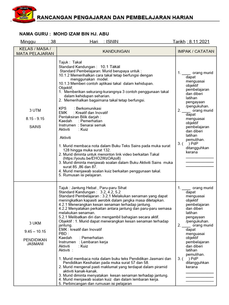 RPH (Isnin) M38 | PDF