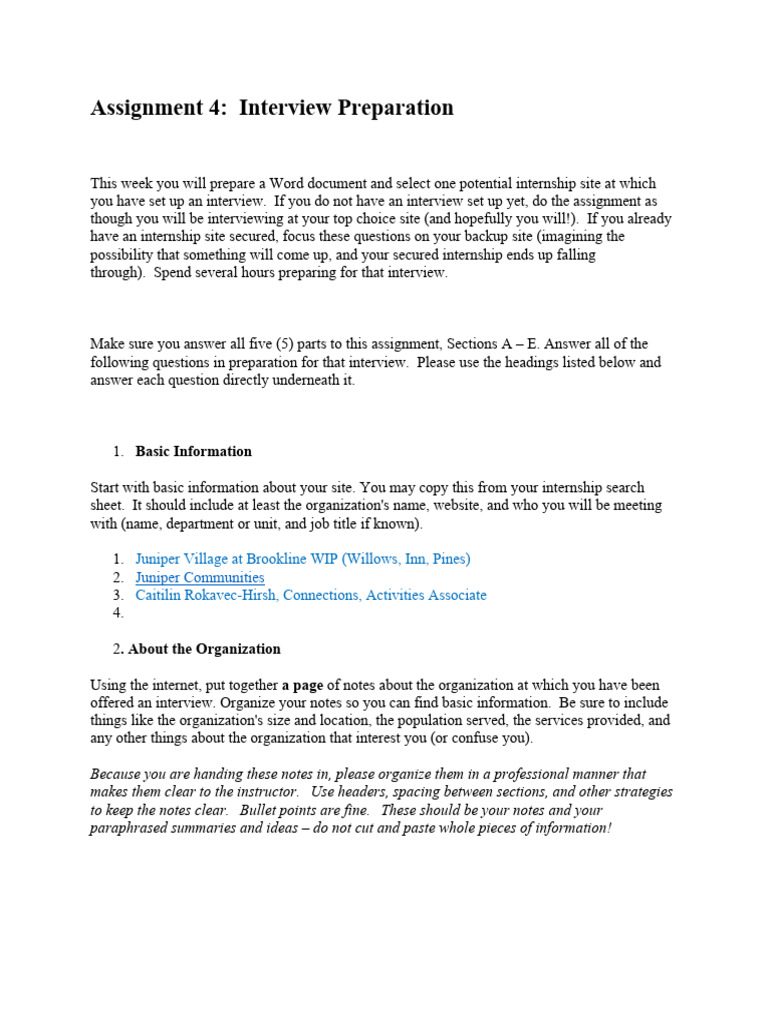 Interview Preparation | PDF | Goal | Quality Of Life