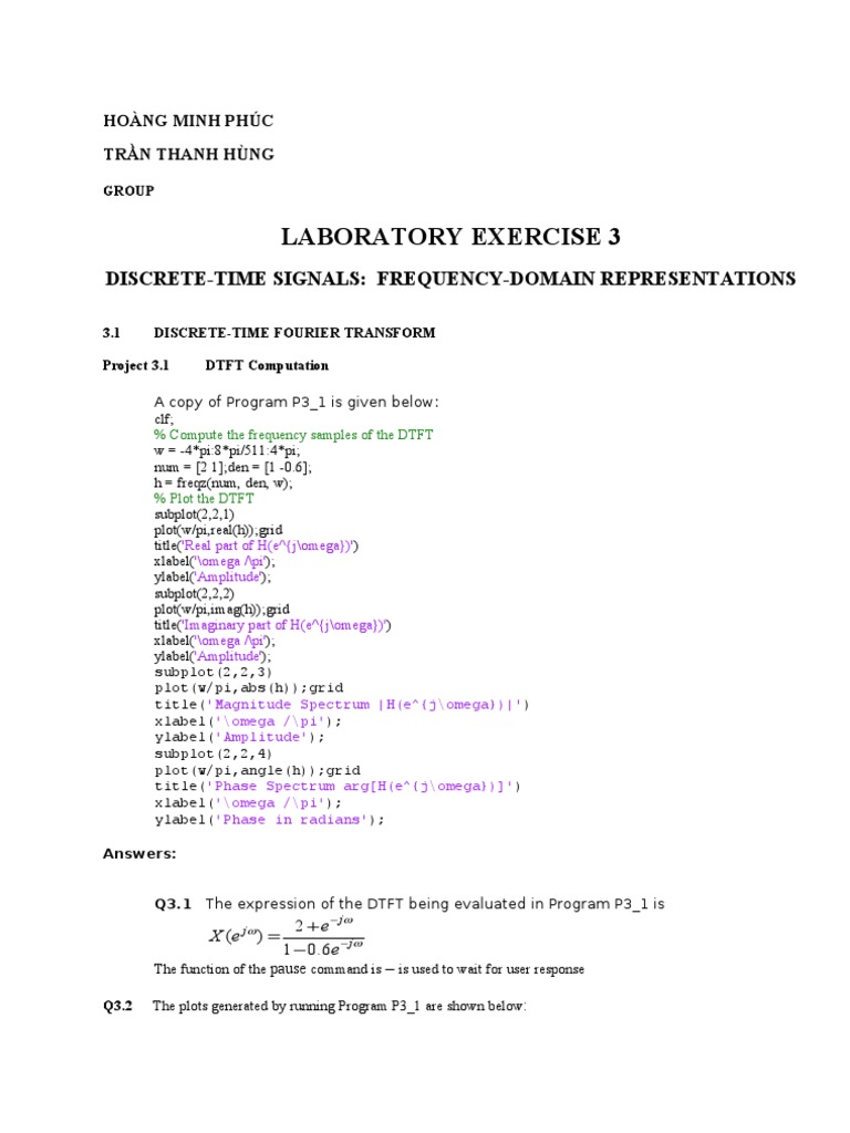 Lab Ex 3 | PDF | Discrete Fourier Transform | Pi